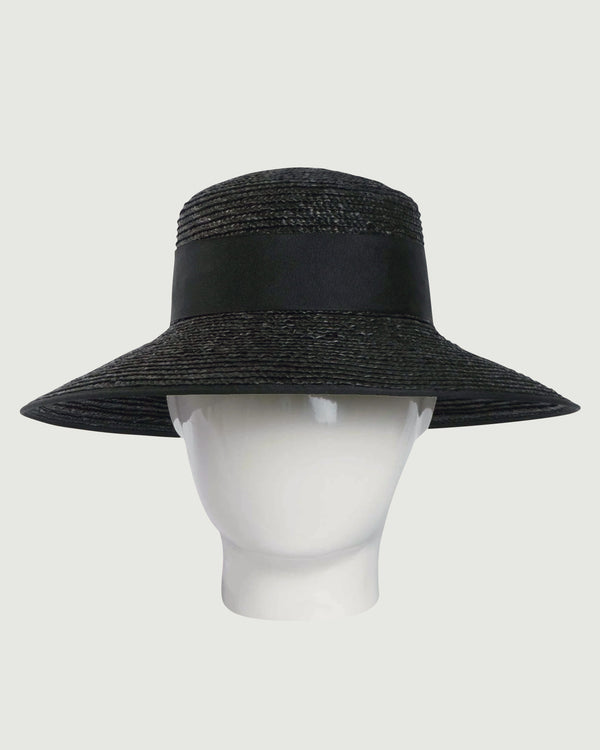 Maya, Wheat Straw Hat, Black – Crystal Birch